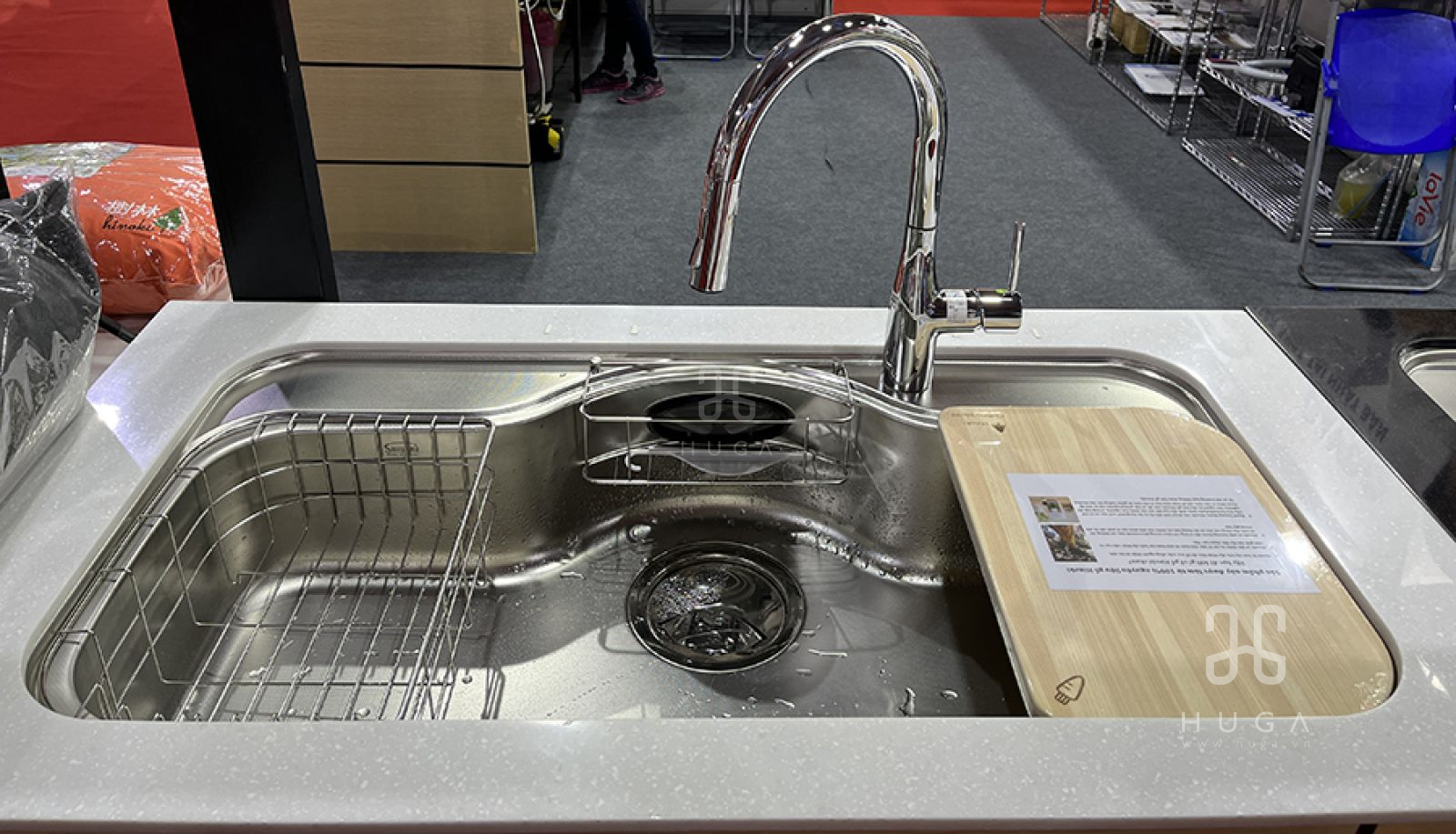 Chậu rửa chén shigeru FCJ-K FS kích thước 1 mét, bề mặt chống xước - HUGA